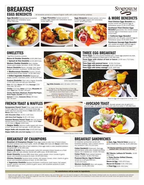 Symposium Cafe Restaurant Brantford menu in Brantford, Ontario, Canada