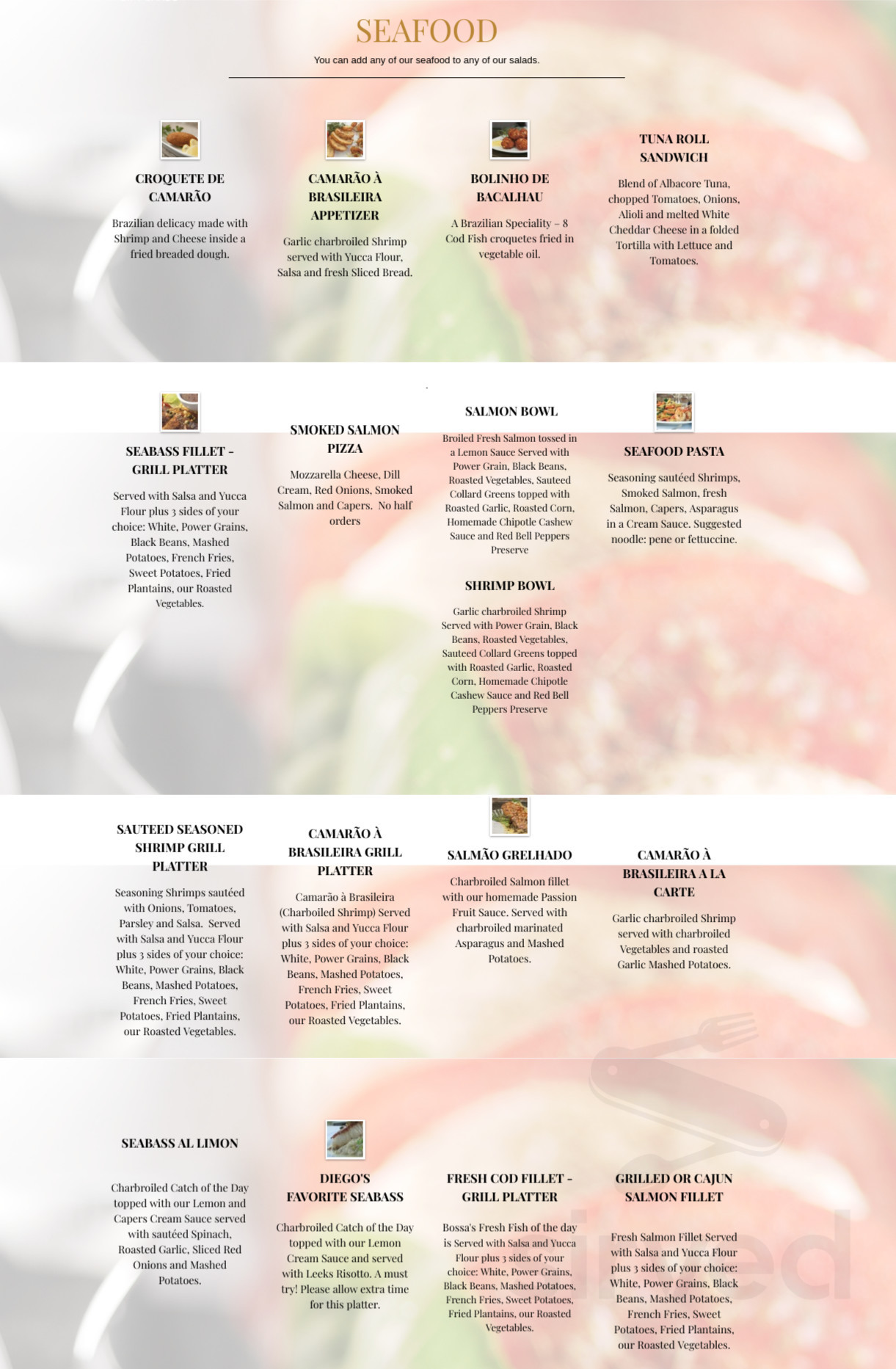 Menu - West Los Angeles CA's Bossa Nova Brazilian Cuisine Restaurant ...