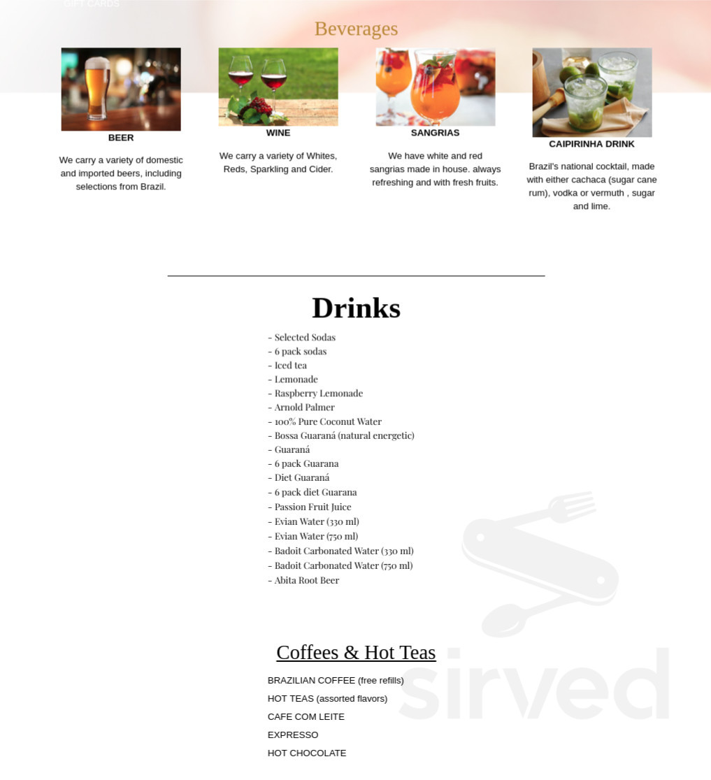 Bossa Nova Brazilian Cuisine Restaurant & Bar Menu - West Los Angeles ...