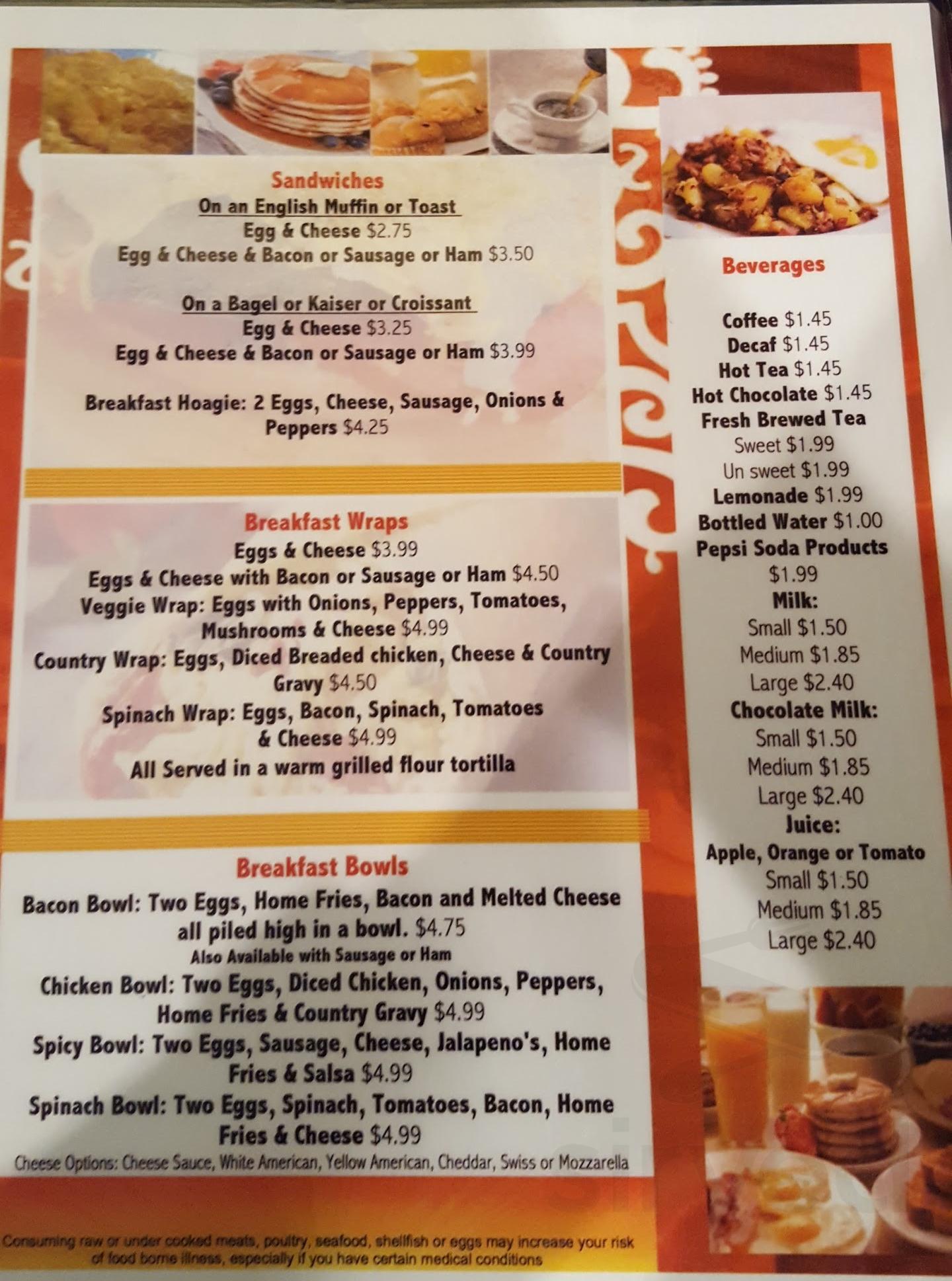 Covered Bridge menu in Dunedin, Florida, USA