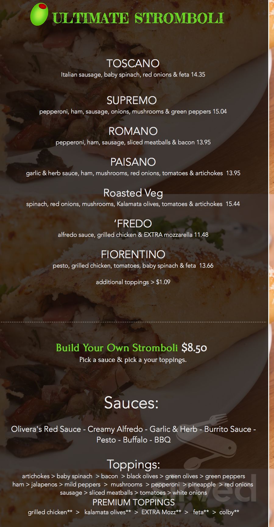 Olivera's Restaurant menu in Ionia, Michigan, USA