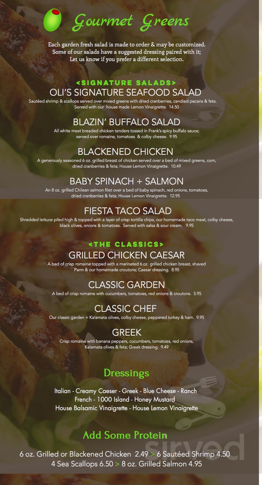 Olivera's Restaurant menu in Ionia, Michigan, USA