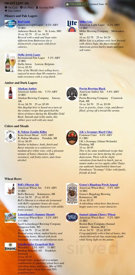 Menu for Olivera's Restaurant in Ionia, MI | Sirved