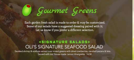 Menu for Olivera's Restaurant in Ionia, MI | Sirved