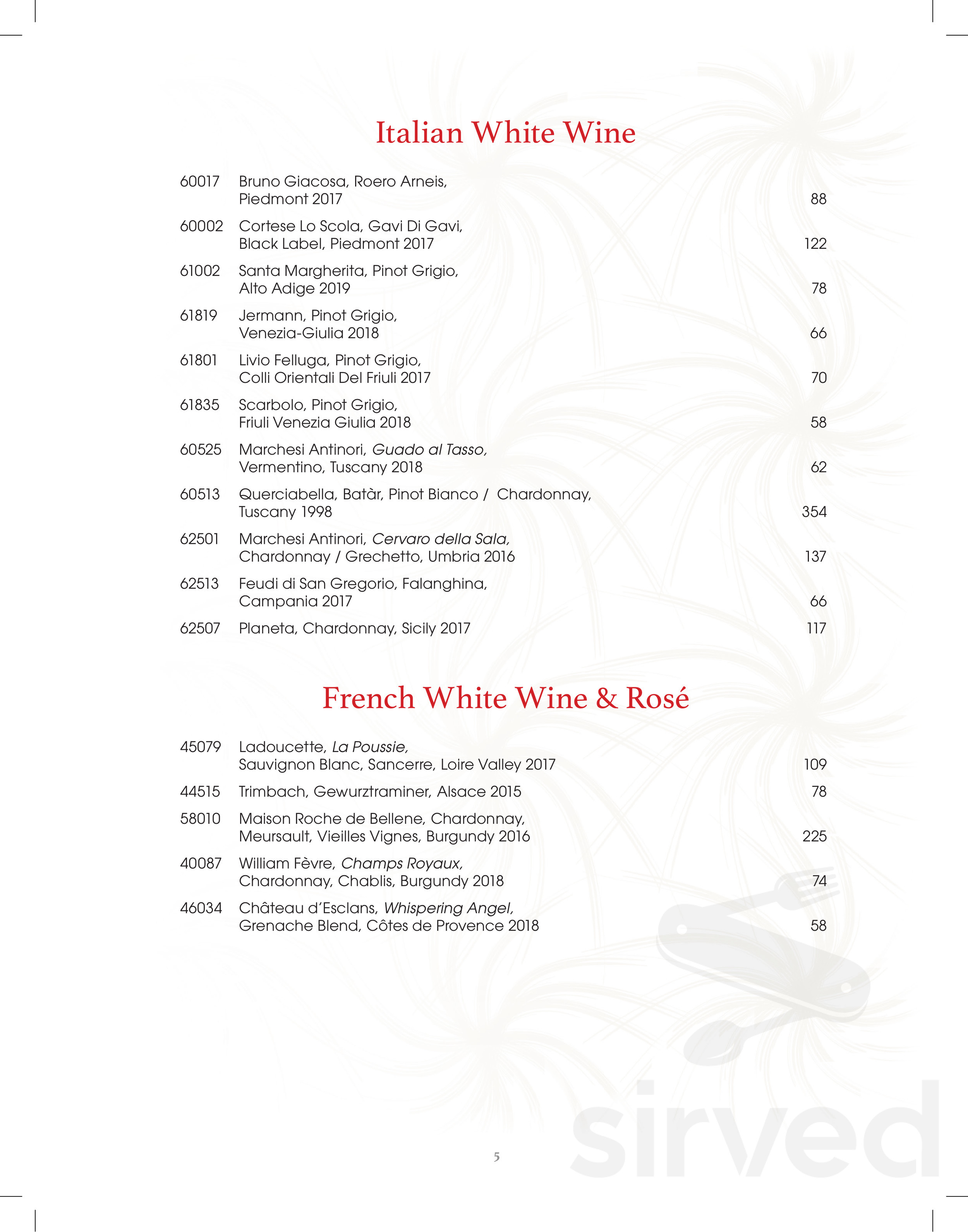 Allegro menu in Las Vegas, Nevada, USA