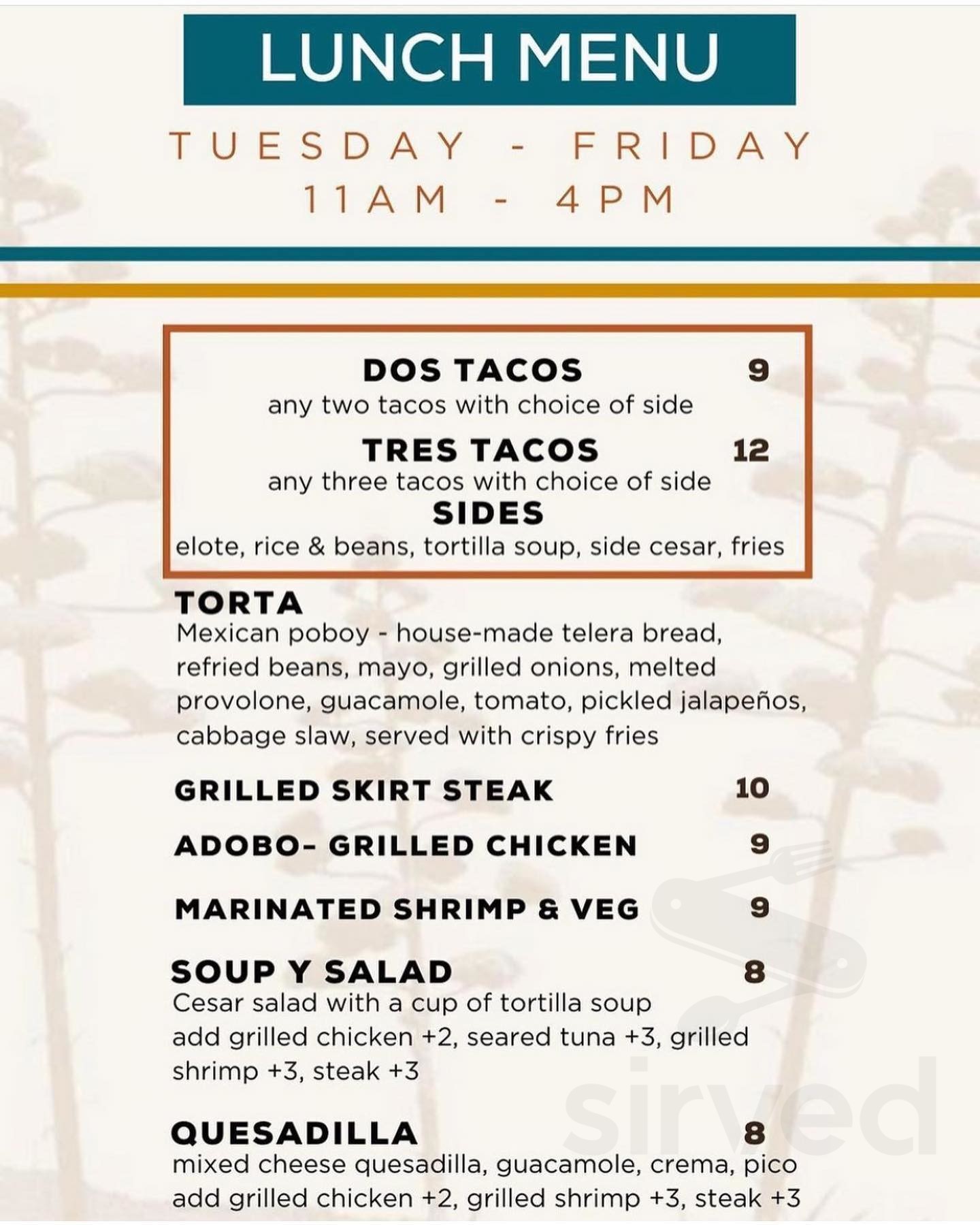 Modesto Taco Tequila Whiskey menu in Baton Rouge, Louisiana, USA