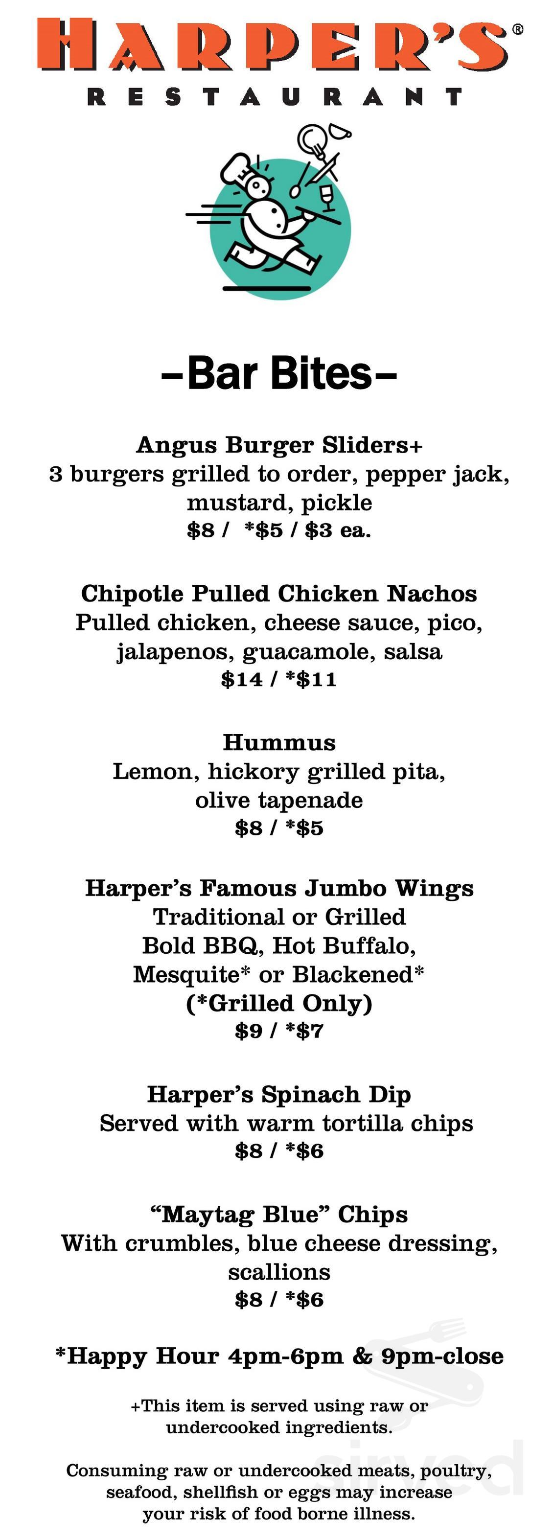 Harper's Restaurant menu in Greensboro, North Carolina, USA