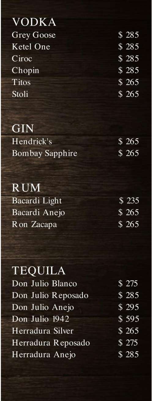 Foxhole menu in Miami Beach, Florida, USA