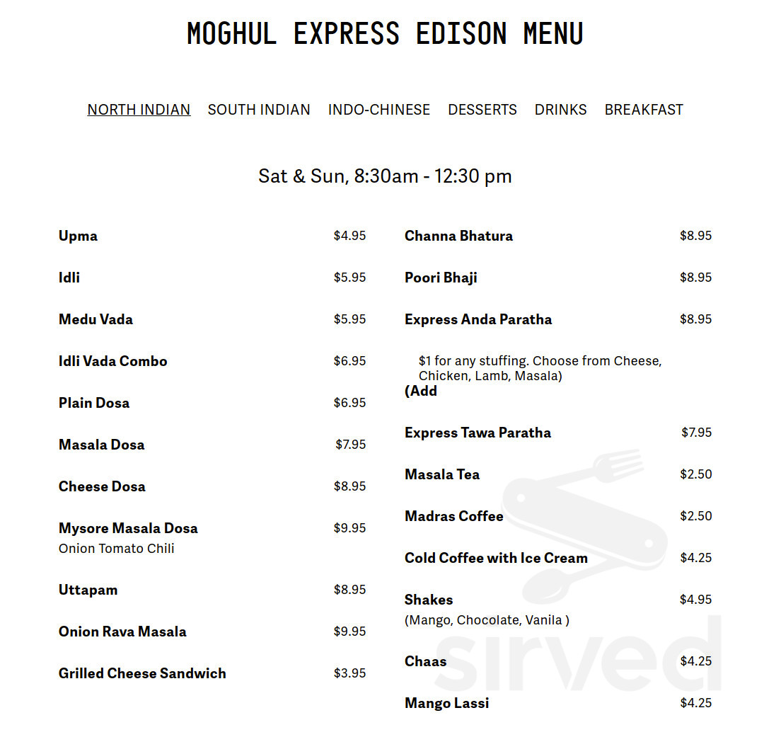 Moghul Express Parsippany menus in Parsippany-Troy Hills, New Jersey ...