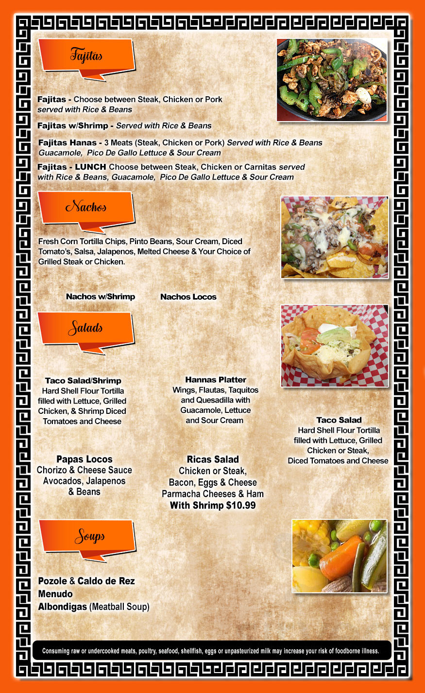 Menu - McMinnville TN's Ricas Tortas Hana | Sirved