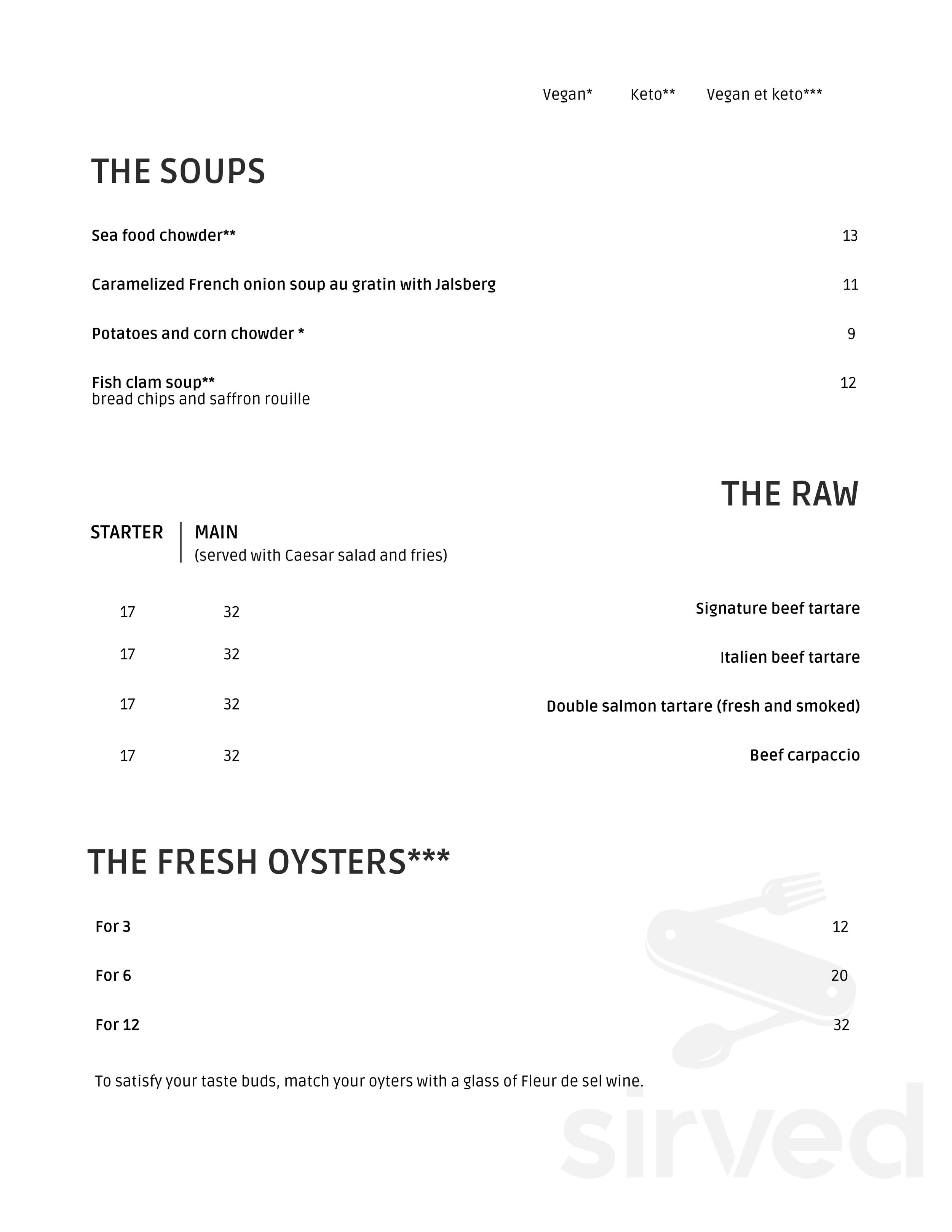 La Brigade 225 menu in Rimouski, Quebec, Canada