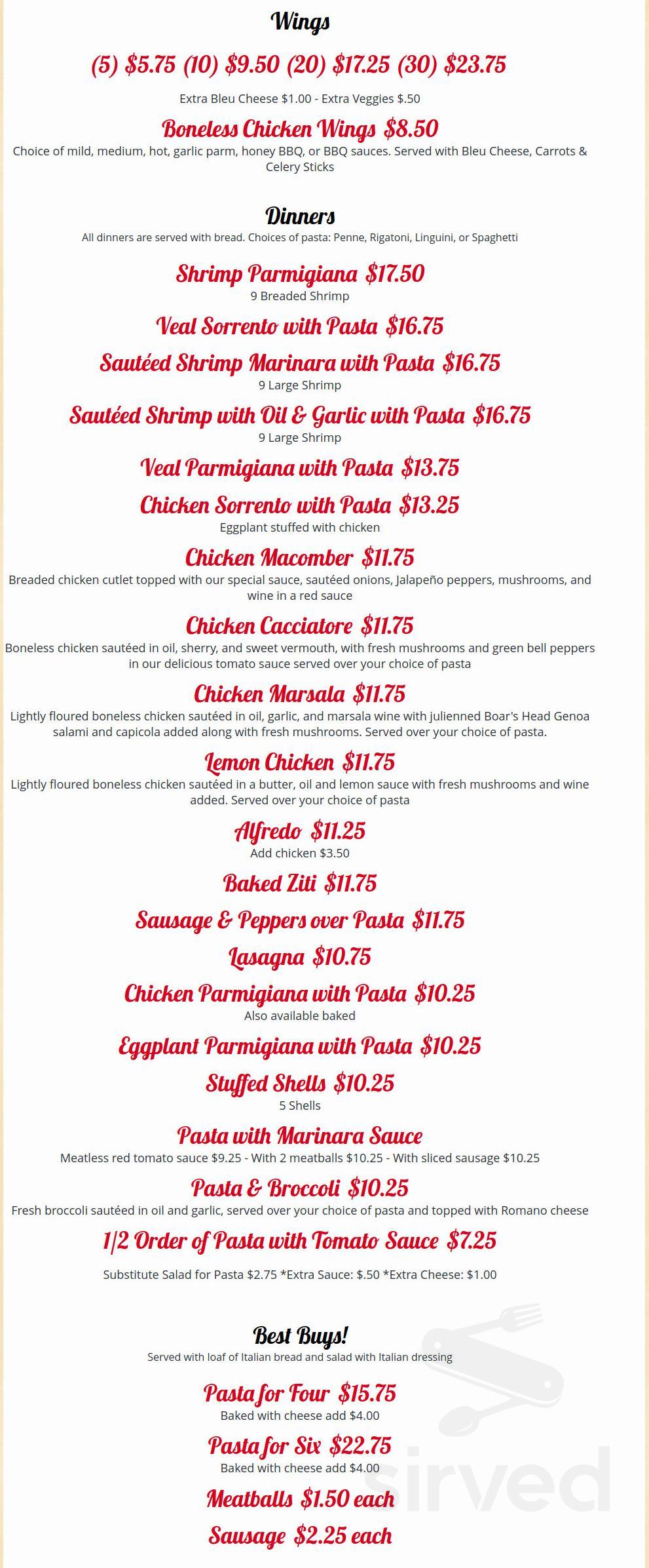 Pizza By Dominick menus in Slingerlands, New York, United States