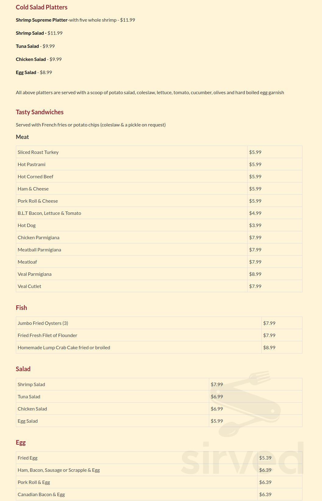 Menu - Harrington DE's Rudy's Family Restaurant | Sirved