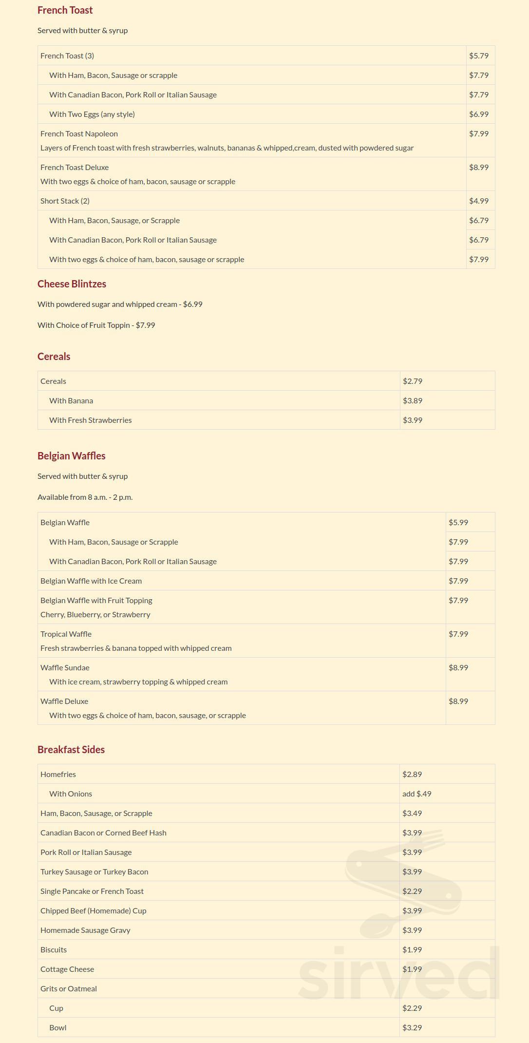 Menu - Harrington DE's Rudy's Family Restaurant | Sirved