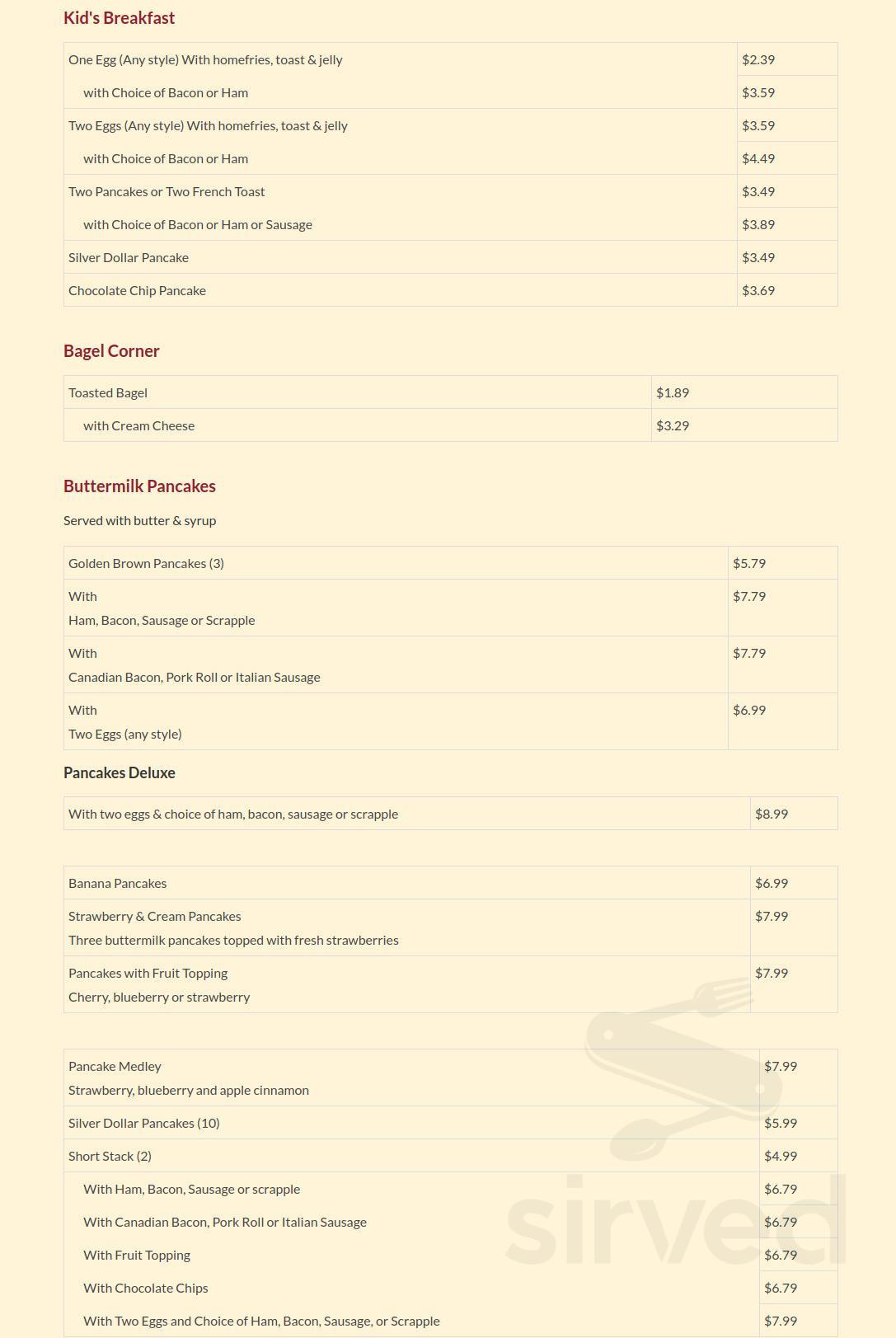 Menu - Harrington DE's Rudy's Family Restaurant | Sirved