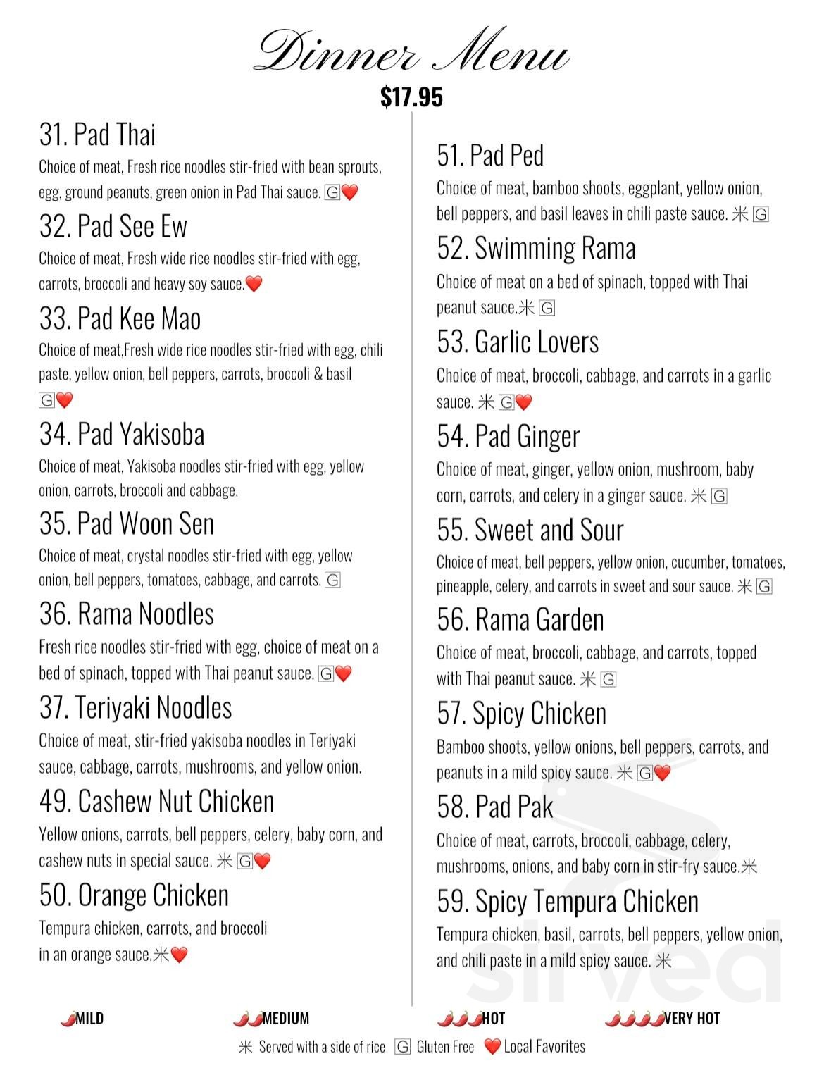 Menu for Suchada's Thai Cuisine LLC in Moscow, ID | Sirved