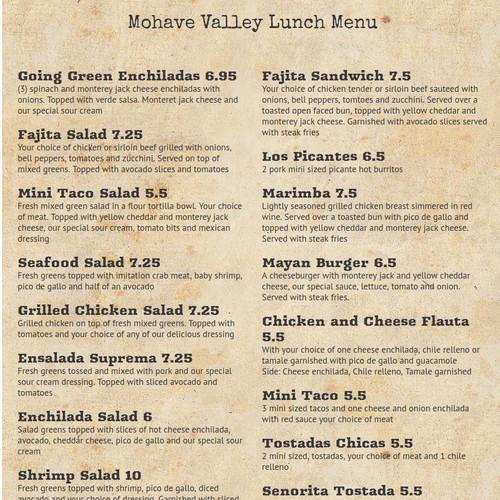 Casa Serrano Mexican Restaurant menu in Fort Mohave, Arizona, USA