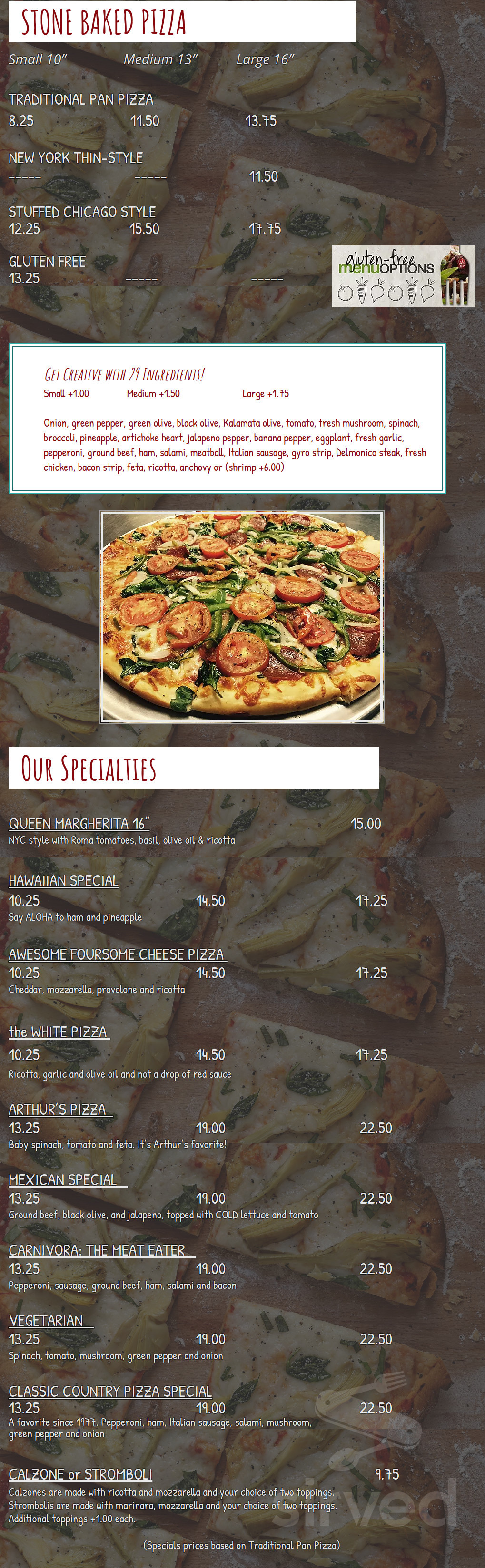 Country Pizza & Italian Grill menu in New Port Richey, Florida, USA