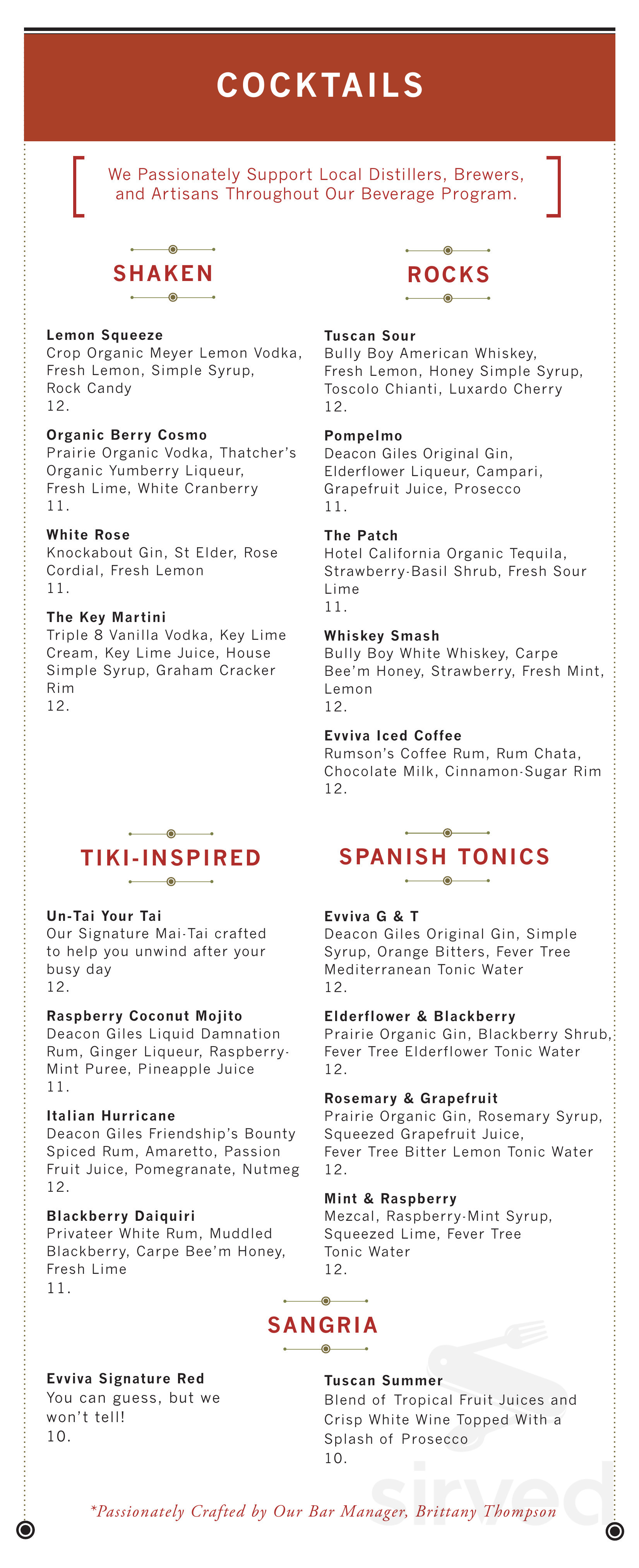 REV Kitchen & Bar menu in Beverly, Massachusetts, USA