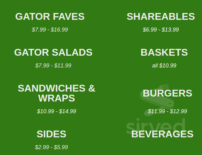 Frosty Gator menu in Idaho Falls, Idaho, USA