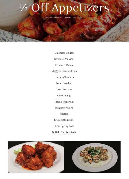 Maggie's Waterfront Cafe menu in Philadelphia, Pennsylvania, USA