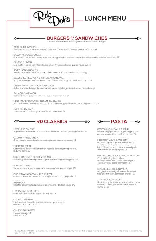 Rob Dob's Restaurant & Bar menu in Bloomington, Illinois, USA