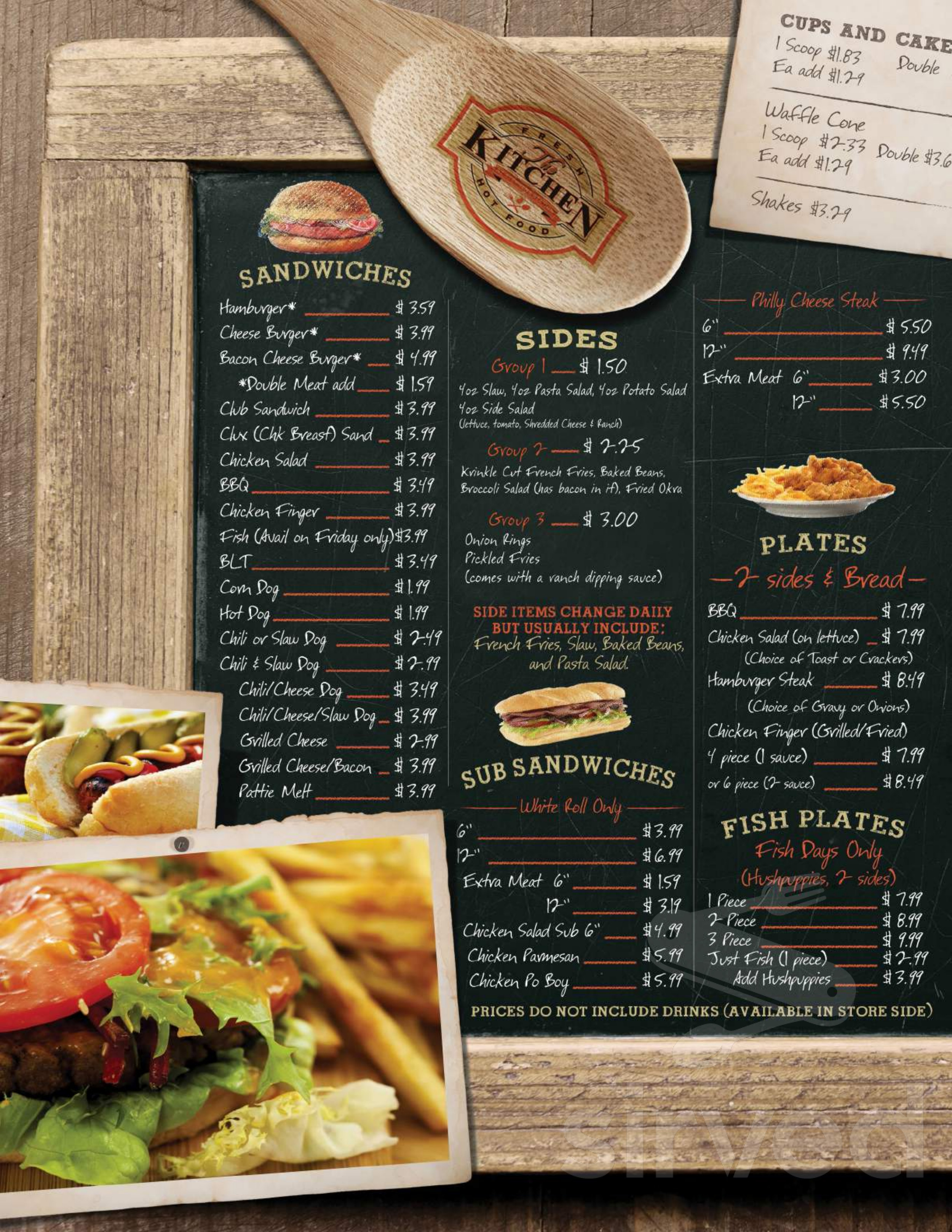 Stephens' Station menu in Wadley, Alabama, USA