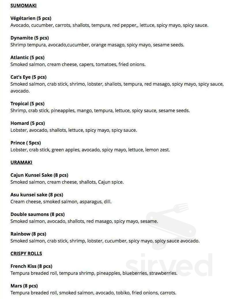 Cafe Rouge menu in Bedford, Quebec, Canada