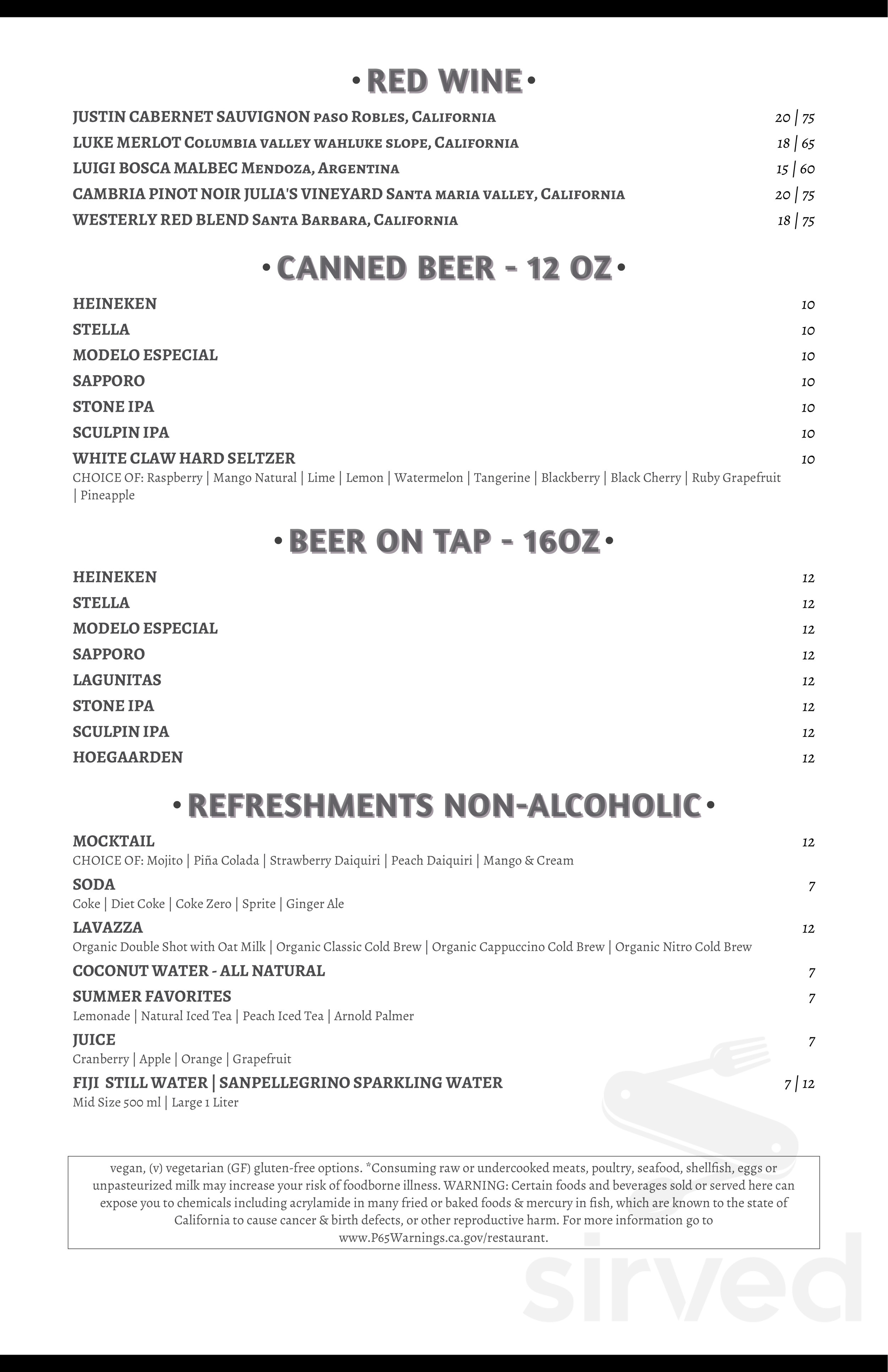 Spire 73 menus in Los Angeles, California, United States