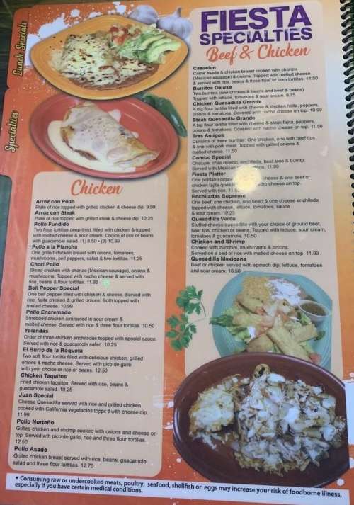 Fiesta Grill 2 Mexican Restaurant menu in Pendleton, South Carolina, USA