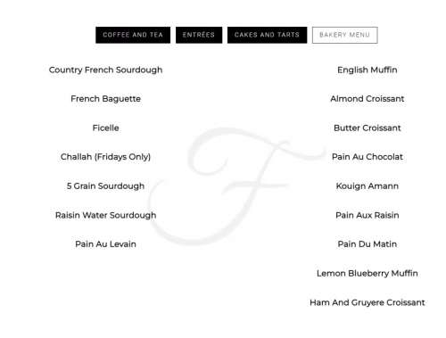 Café Ficelle menu in Camarillo, California, USA