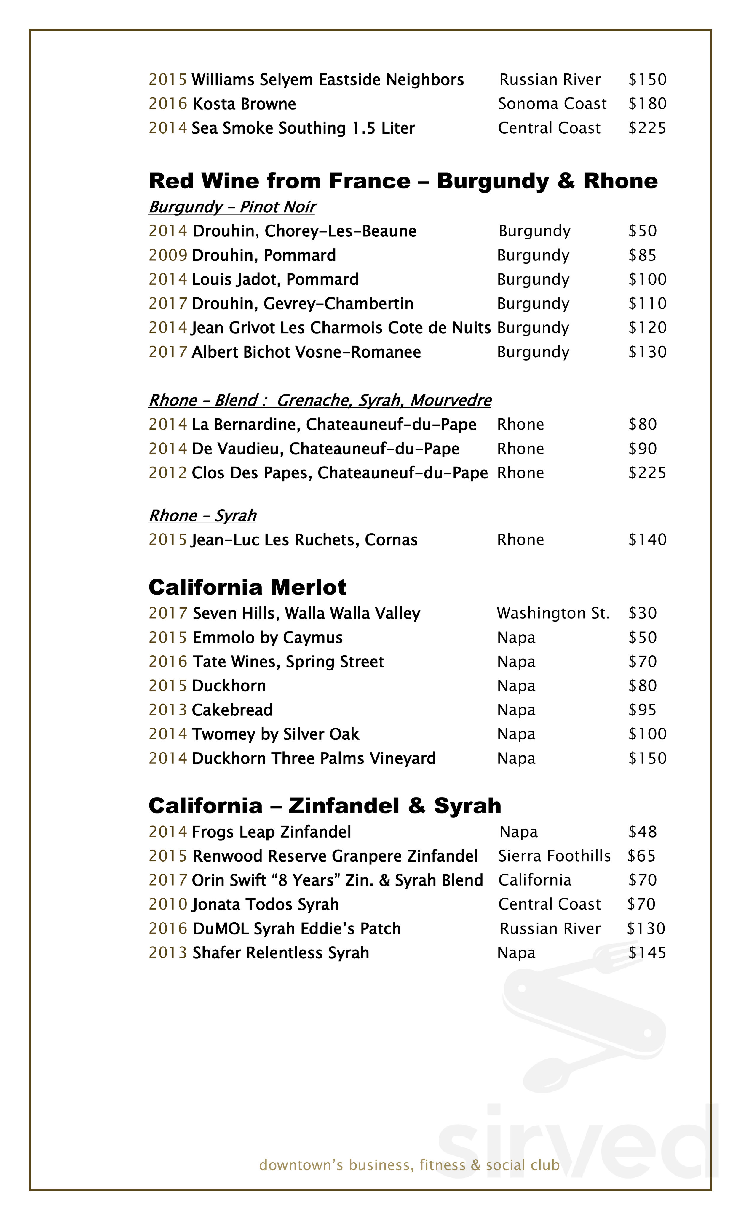 Menu - Fort Worth TX's City Club of Fort Worth | Sirved