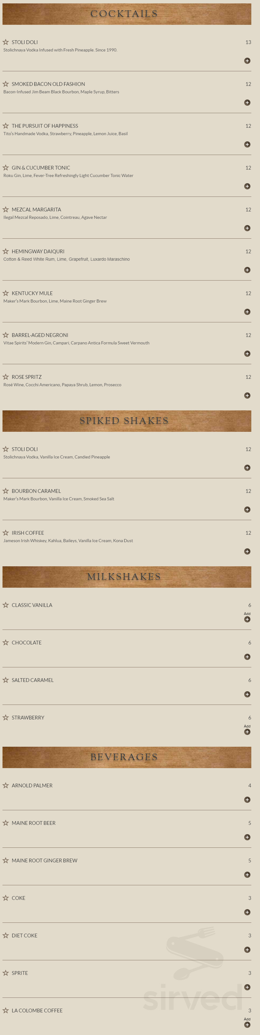 The Capital Burger menu in Reston, Virginia, USA