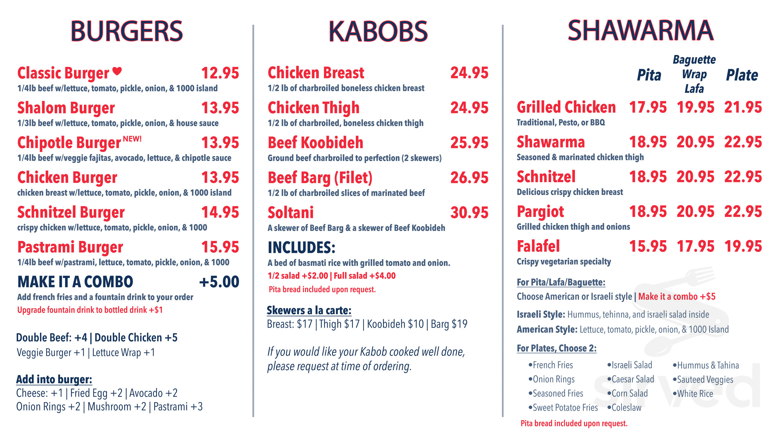 Shalom Grill - Burgers, Kabob, Shawarma menu in Los Angeles, California ...