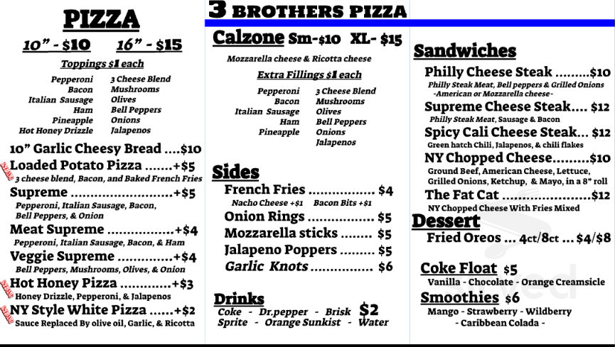 3 Brothers Pizza and More menu in Boerne, Texas, USA
