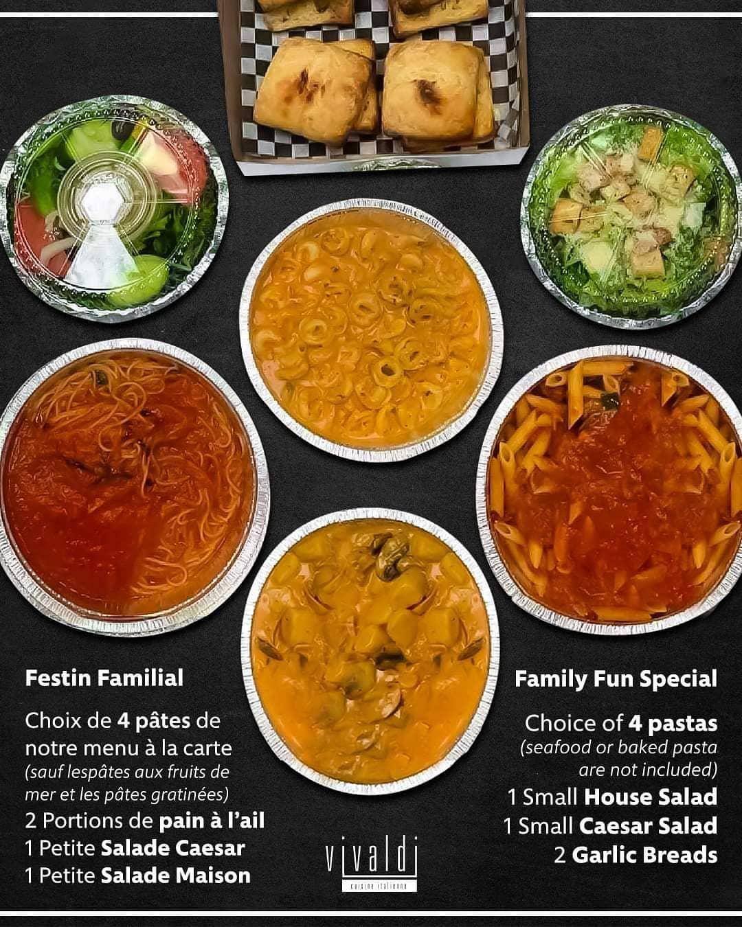 Vivaldi menu in Pierrefonds, Quebec, Canada