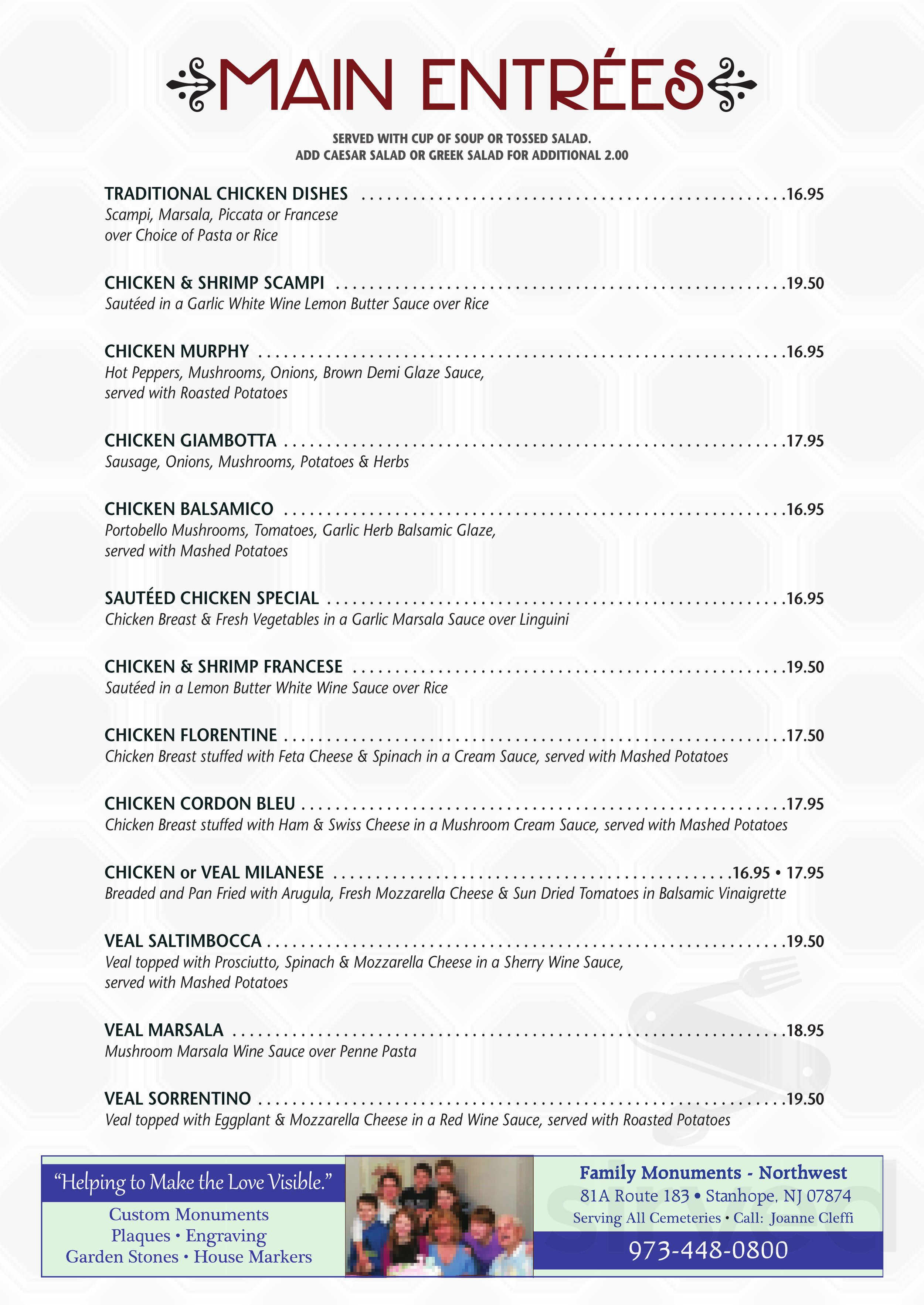 Menu - Randolph NJ's The Randolph Diner Bar & Grill | Sirved