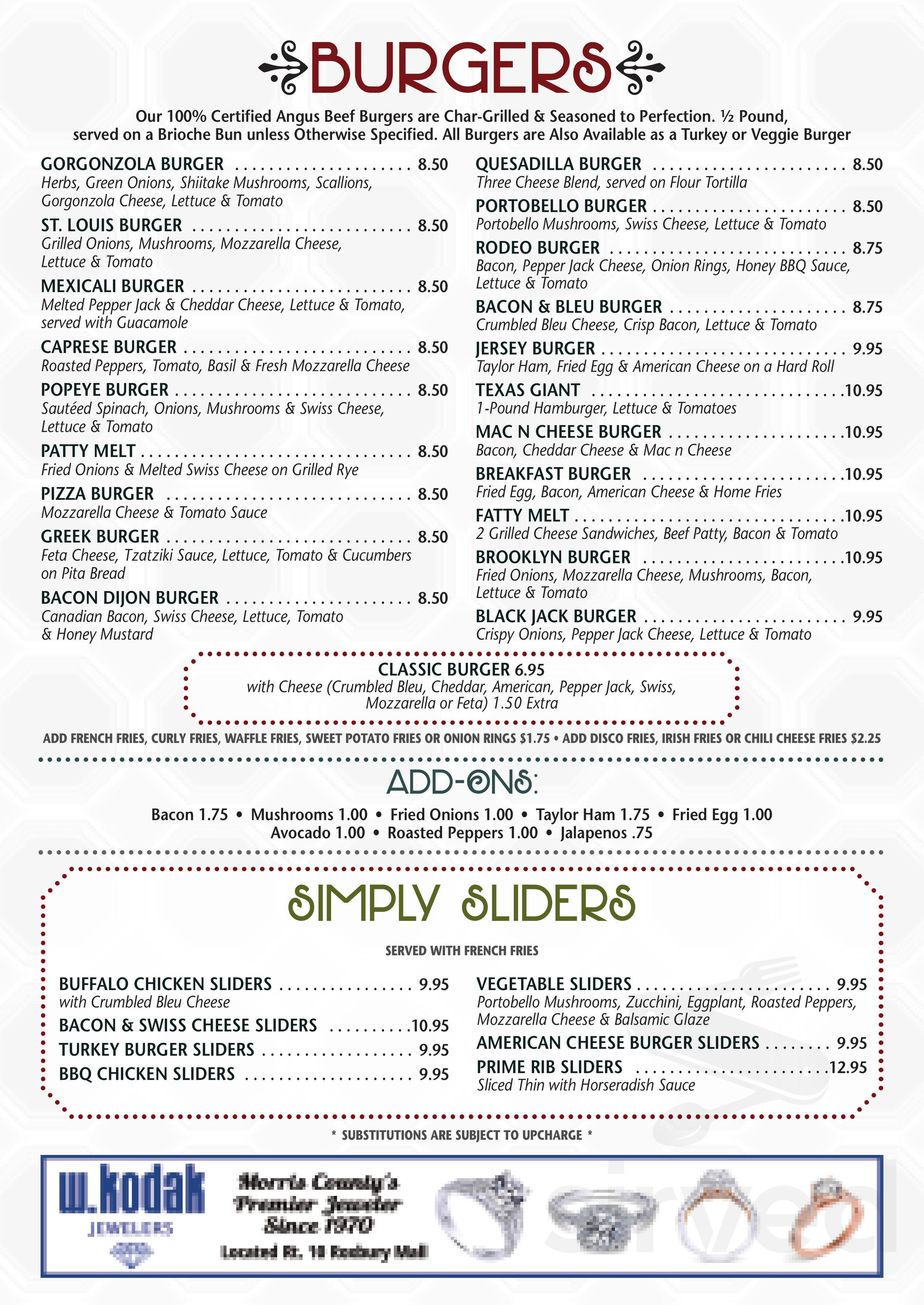 Menu - Randolph NJ's The Randolph Diner Bar & Grill | Sirved