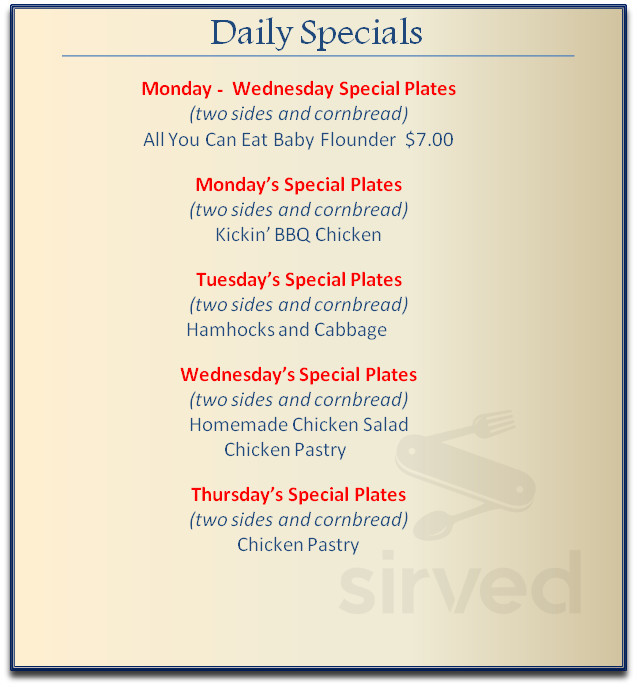 Robbins Nest menus in Selma, North Carolina, United States