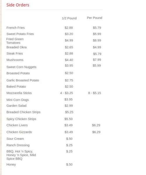 JR'S CHICKEN menu in Kankakee, Illinois, USA
