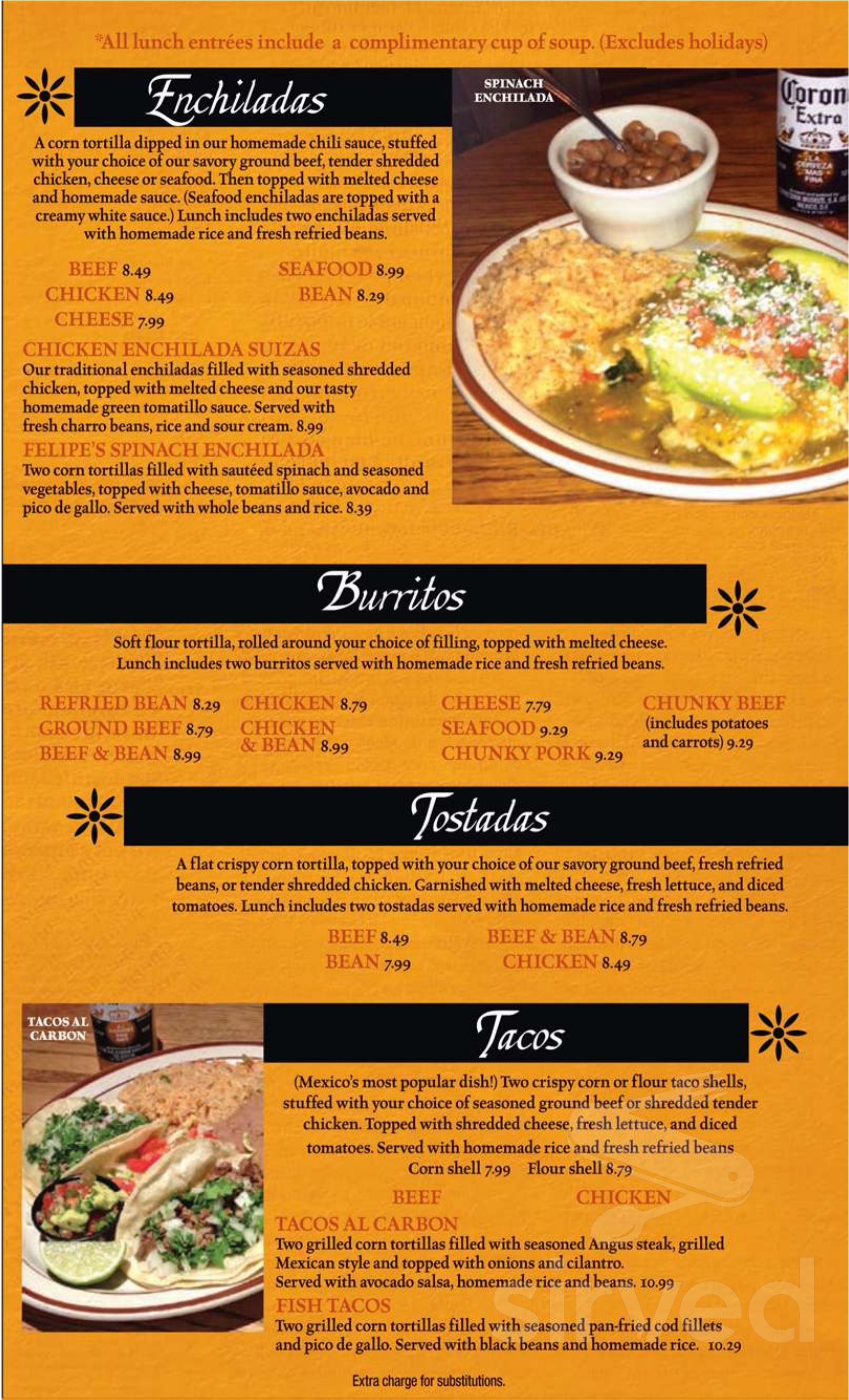 Mexican Gardens Restaurant menus in Southgate, Michigan, United States