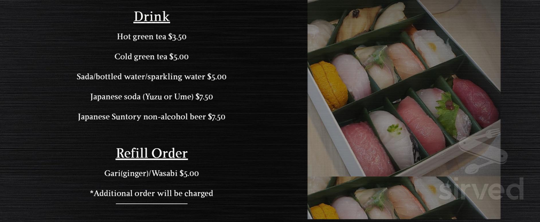 Sushi Aoki menu in Fort Lee, New Jersey, USA