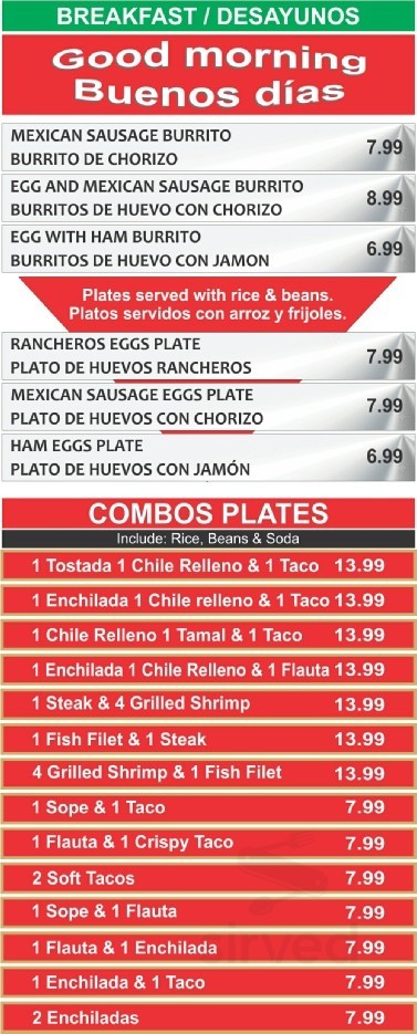 Menu - Harleysville PA's Three Brothers Mexican Gril | Sirved