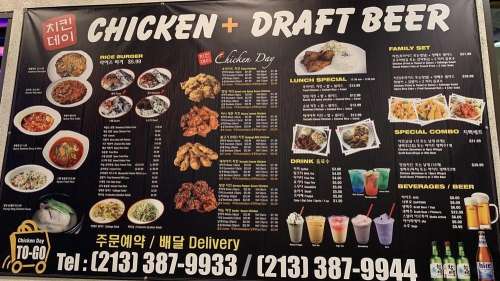 Chicken Day menu in Los Angeles, California, USA