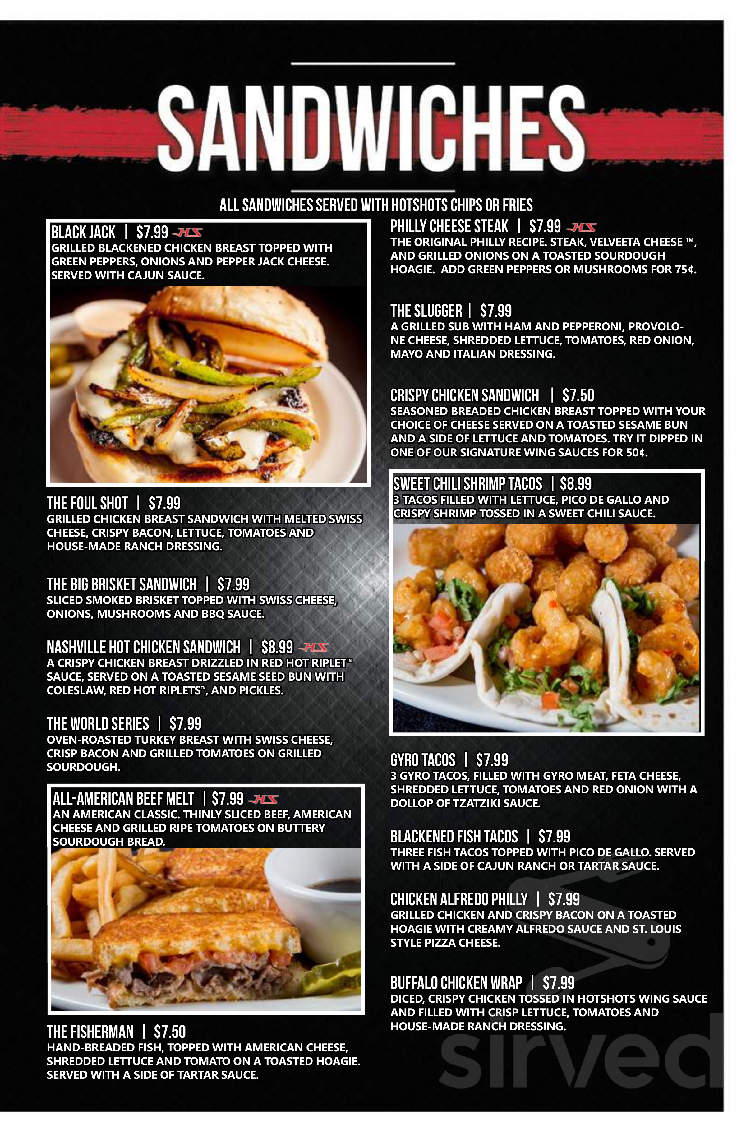 Hotshots Sports Bar & Grill menu in El Dorado, Arkansas, USA