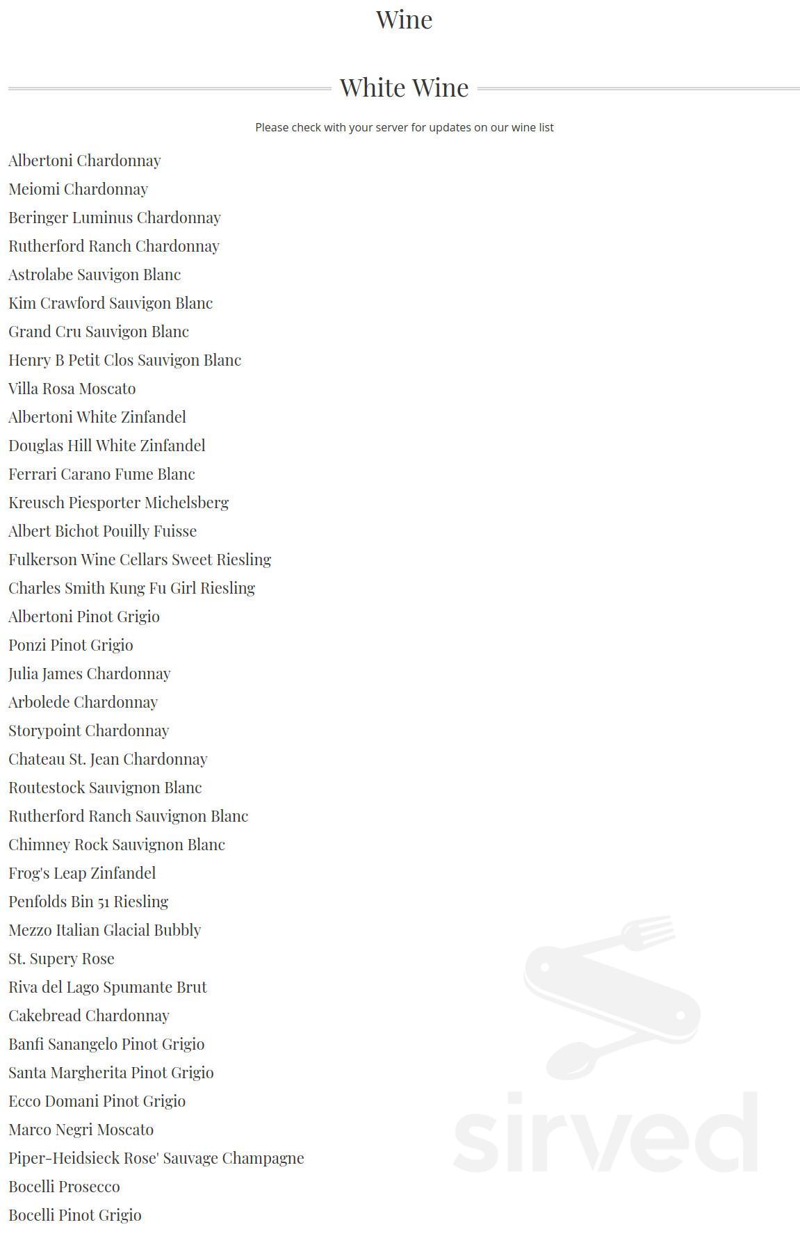 The Rose Plantation menu in Fruitland Park, Florida, USA