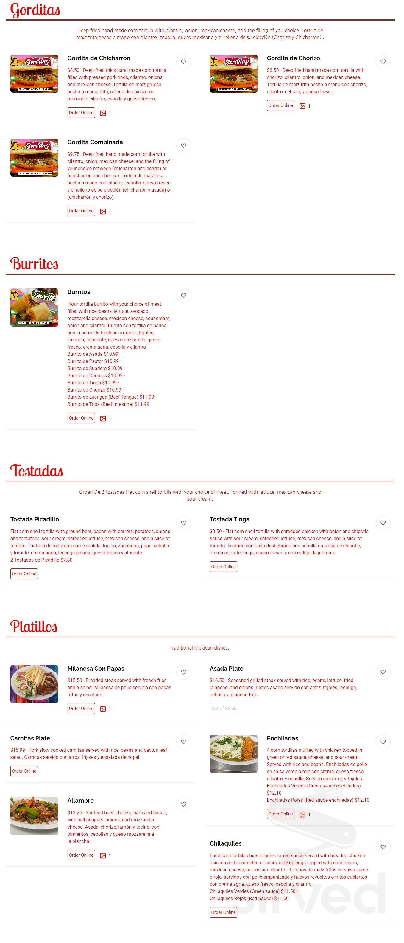 El Recreo menu in Renton, Washington, USA