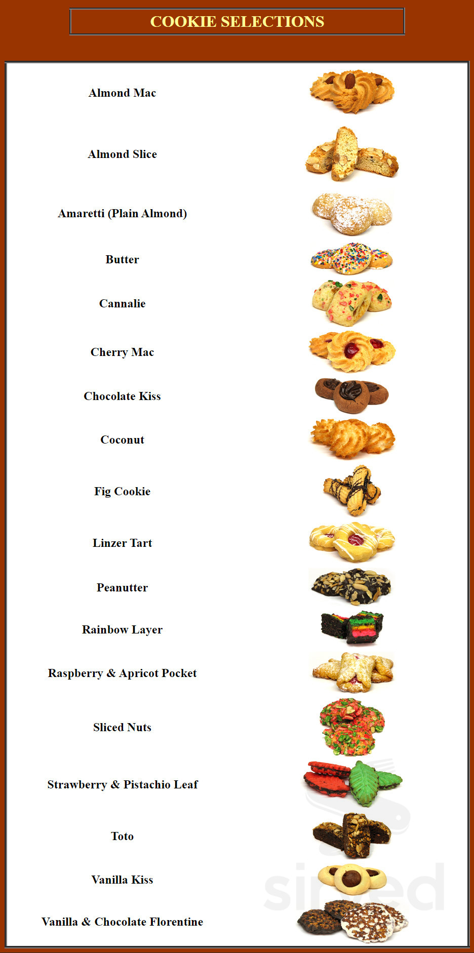 Chimirri's Italian Pastry Shoppe menu in Wethersfield, Connecticut, USA
