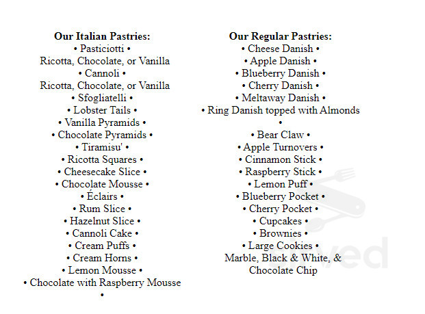 Chimirri's Italian Pastry Shoppe menu in Wethersfield, Connecticut, USA