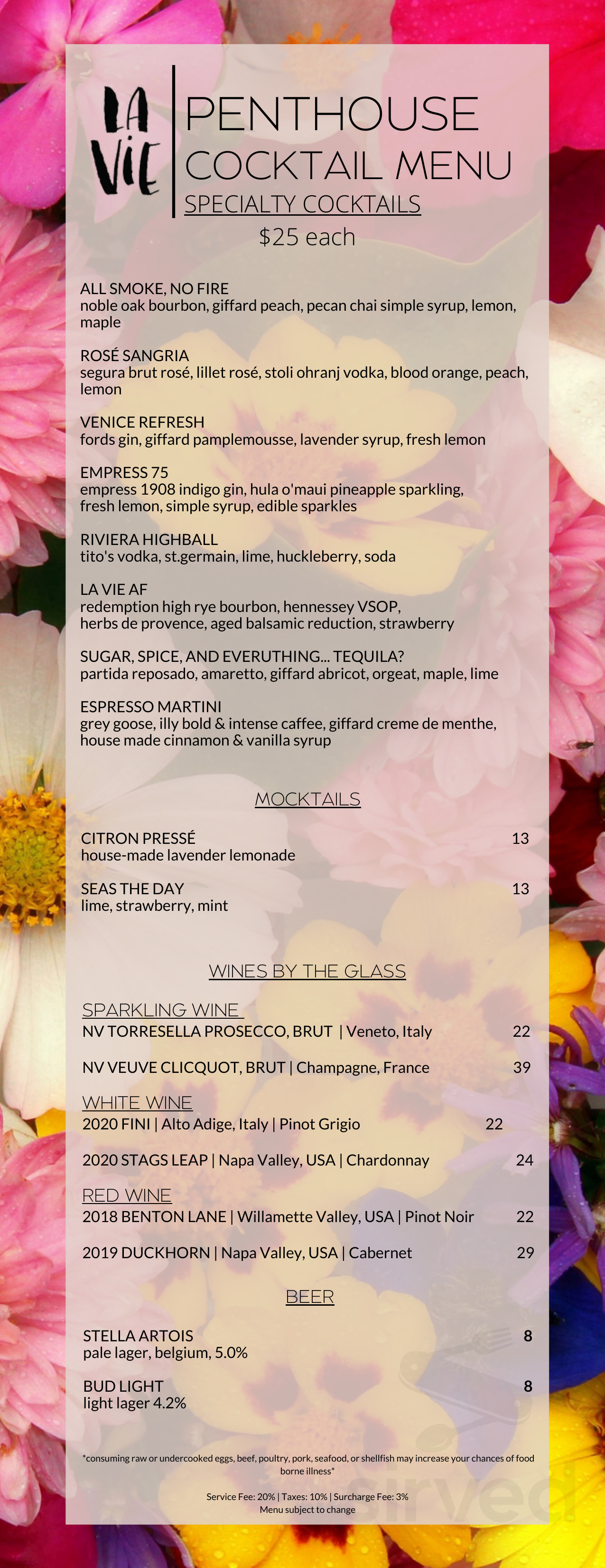 La Vie menus in 88 District Square SW 5th floor, Washington, United States
